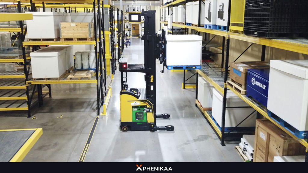 AGV working in warehouse